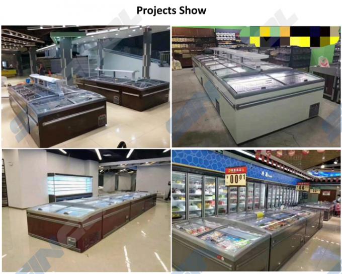 Supermarket Island Display Freezer Chiller With LED Lights And Sliding Lids