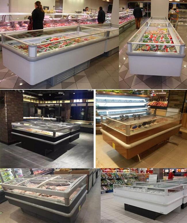 Low Input Power Island Display Fridge Island Display Freezer Dual Temp ...