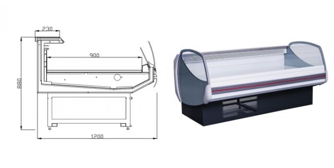 Commercial Open Top Refrigerated Meat Display Cases / Meat Showcase ...