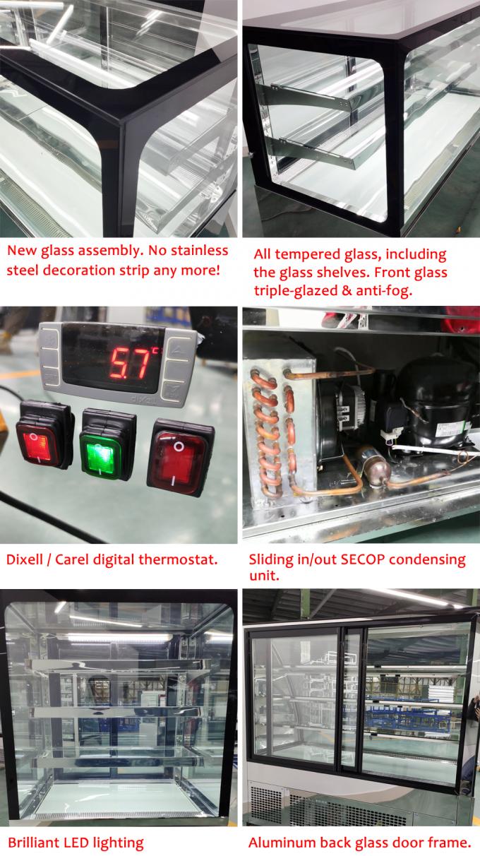 Openable Front Flat Glass 3 Shelves refrigerated Bakery Square Display ...