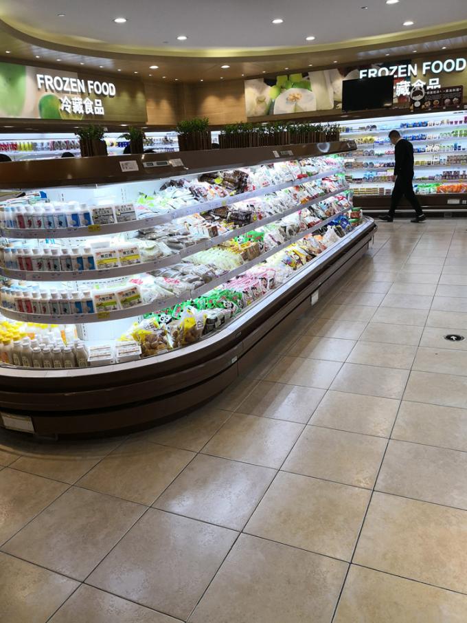 Semi Vertical Supermarket Open Display Fridge Round Island Refrigerator