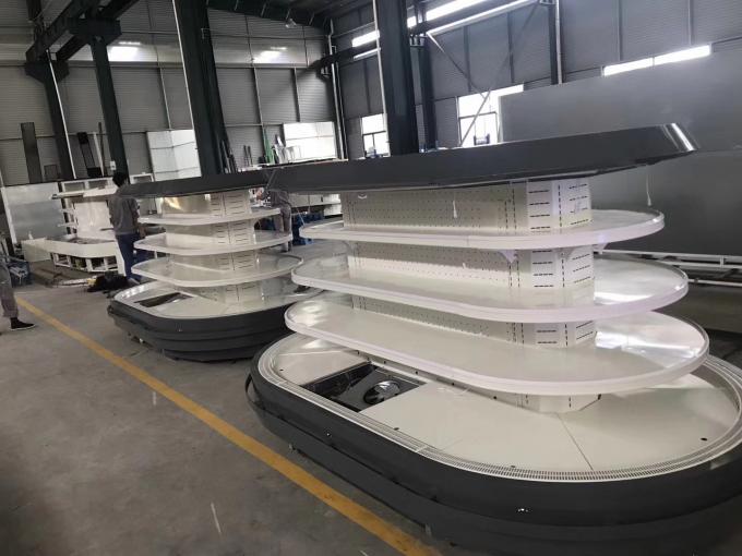 Semi Vertical Supermarket Open Display Fridge Round Island Refrigerator