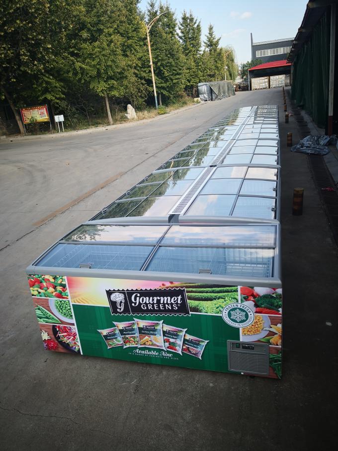 Sliding Glass Door 850L Open Top Island Freezer with custom branding