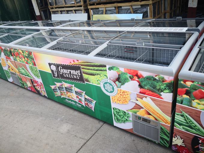 Sliding Glass Door 850L Open Top Island Freezer with custom branding