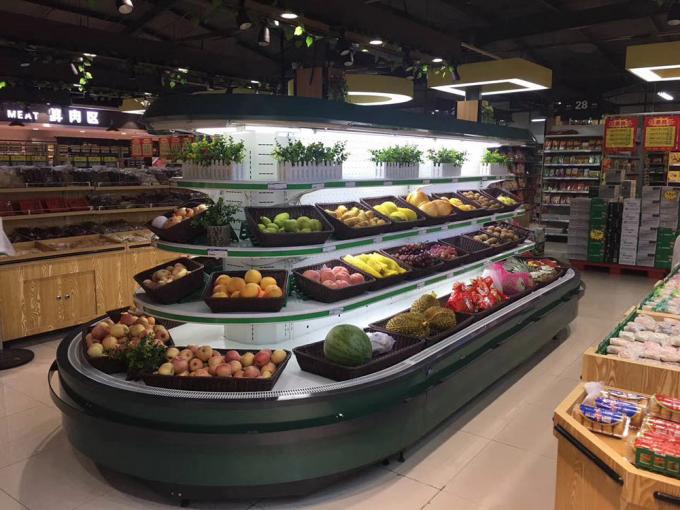 Round Type Combined Multideck Open Display Fridge Semi Vertical