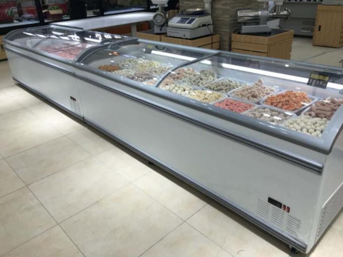 2500mm Anti Fog Open Top Island Freezer With SECOP Compressor