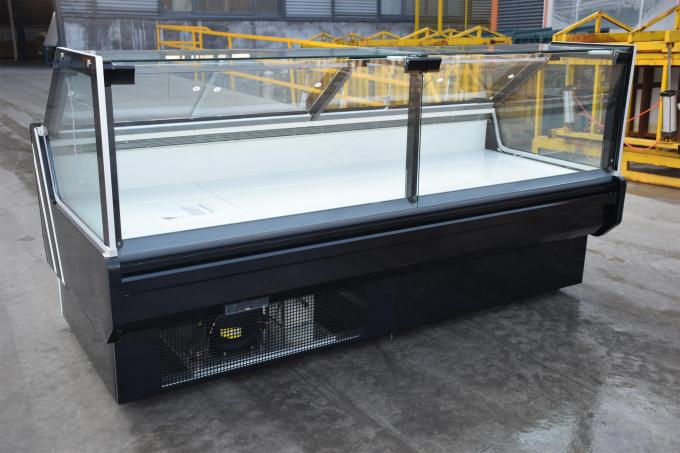 Right Angle Deli Display Fridge Fan Cooling With Flat Glass Top