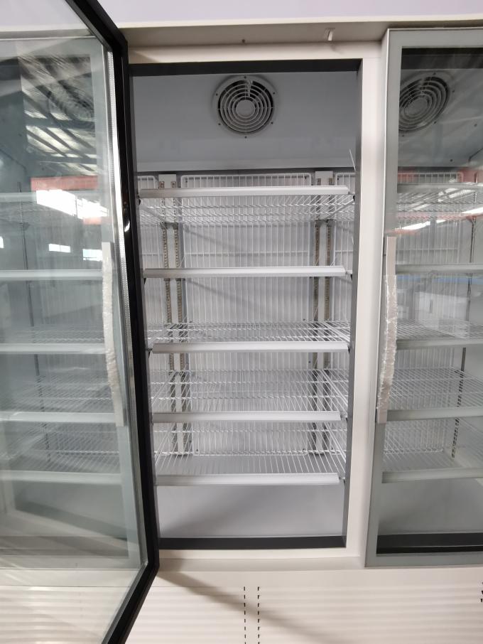 Two Glass Door 880L Upright Display Freezer With Top Light Box