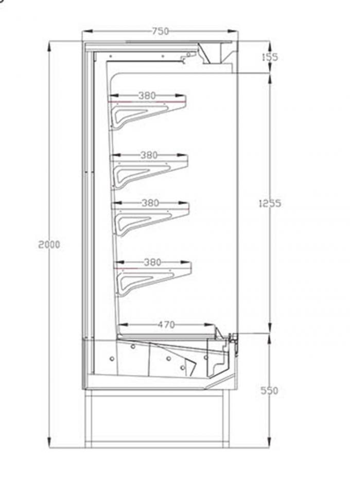 R290 Open Chiller Cabinet With Top CANOPY Height 2000mm Series Plug In Type