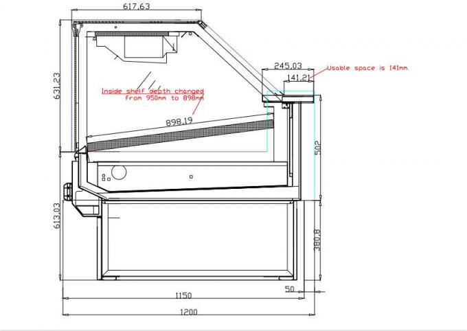 R290 Static Cooling Serve Over Counter Fridge With Lift Up Straight ...