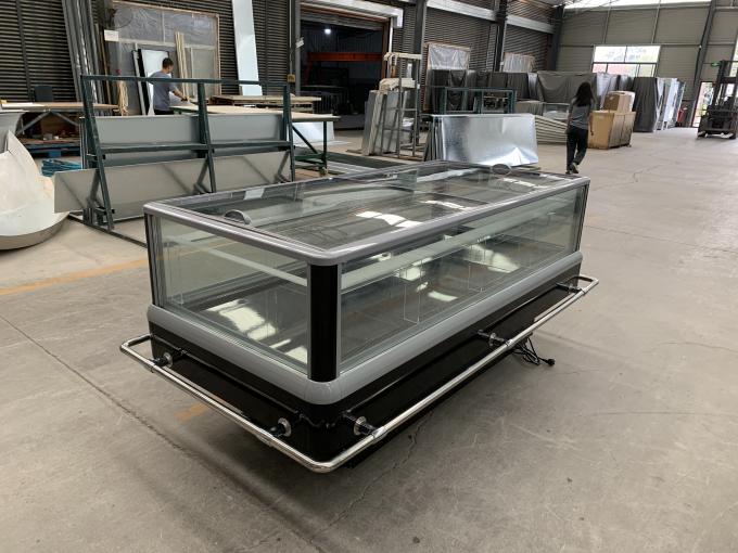 Ventilated Supermarket Panorama Display Fridge Island Chiller‌ With ...