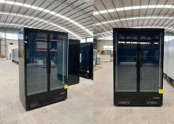 Self Contained Double Glass Door Upright Refrigerated Cabinet R290
