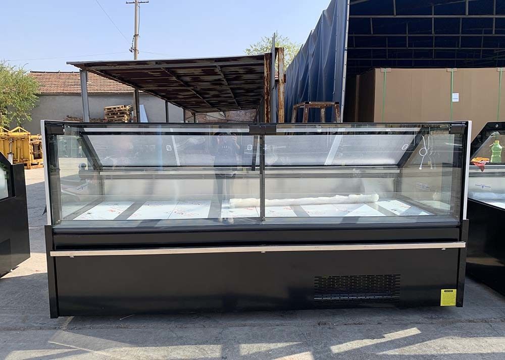 Stright Lift Up Glass Meat Display Counter Chiller Remote Type SS 304 ...