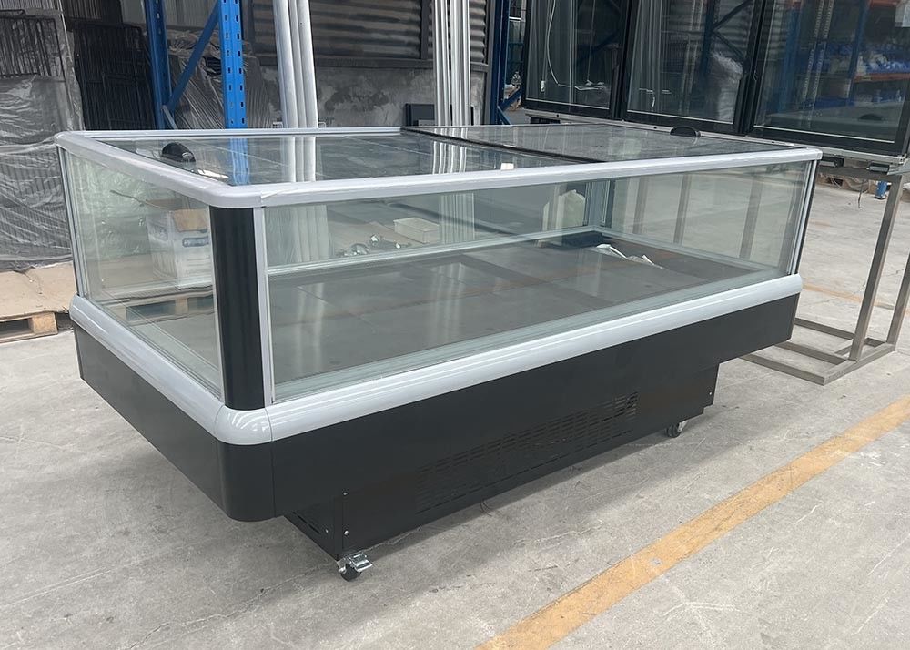 Dual Temperature Panoramic Island Chiller Freezer For Frozen Food And ...