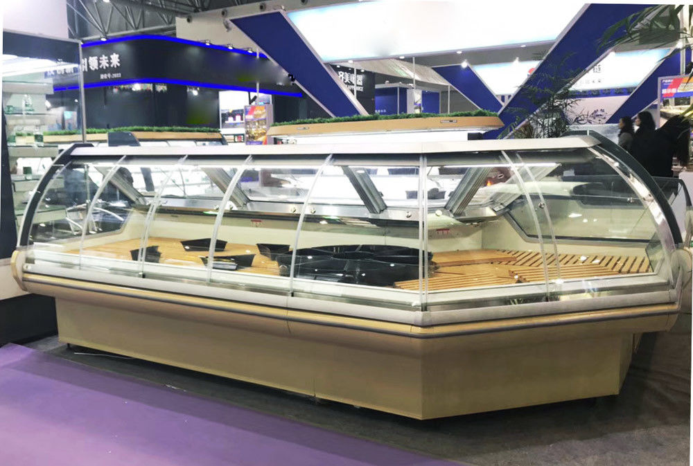 Front Sliding Glass Deli Display Fridge with 90 Degrees Corner Stylish ...
