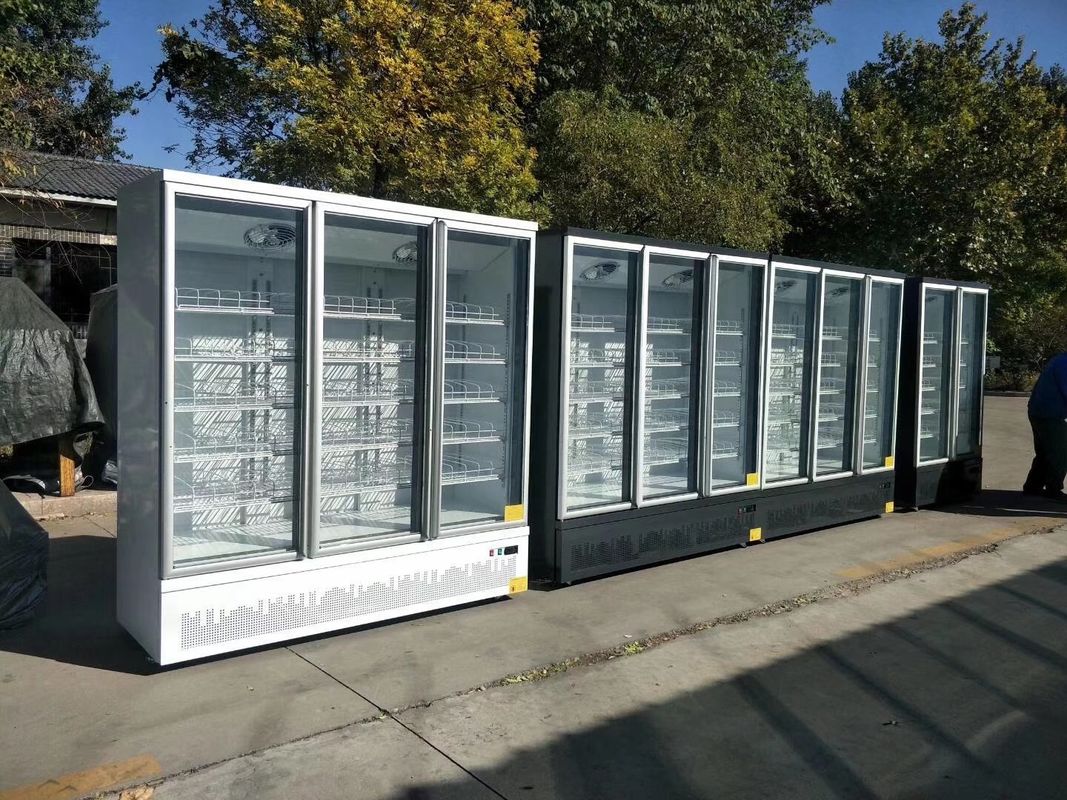 Supermarket Reach In Upright Glass Door Freezer Merchandiser With LED ...