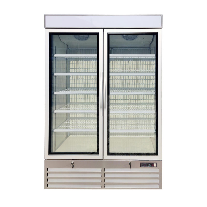 1000L Supermarket Glass Door Display Freezer With Inner Vertical LED ...