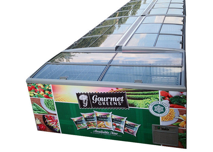 Sliding Glass Door 850L Open Top Island Freezer with custom branding