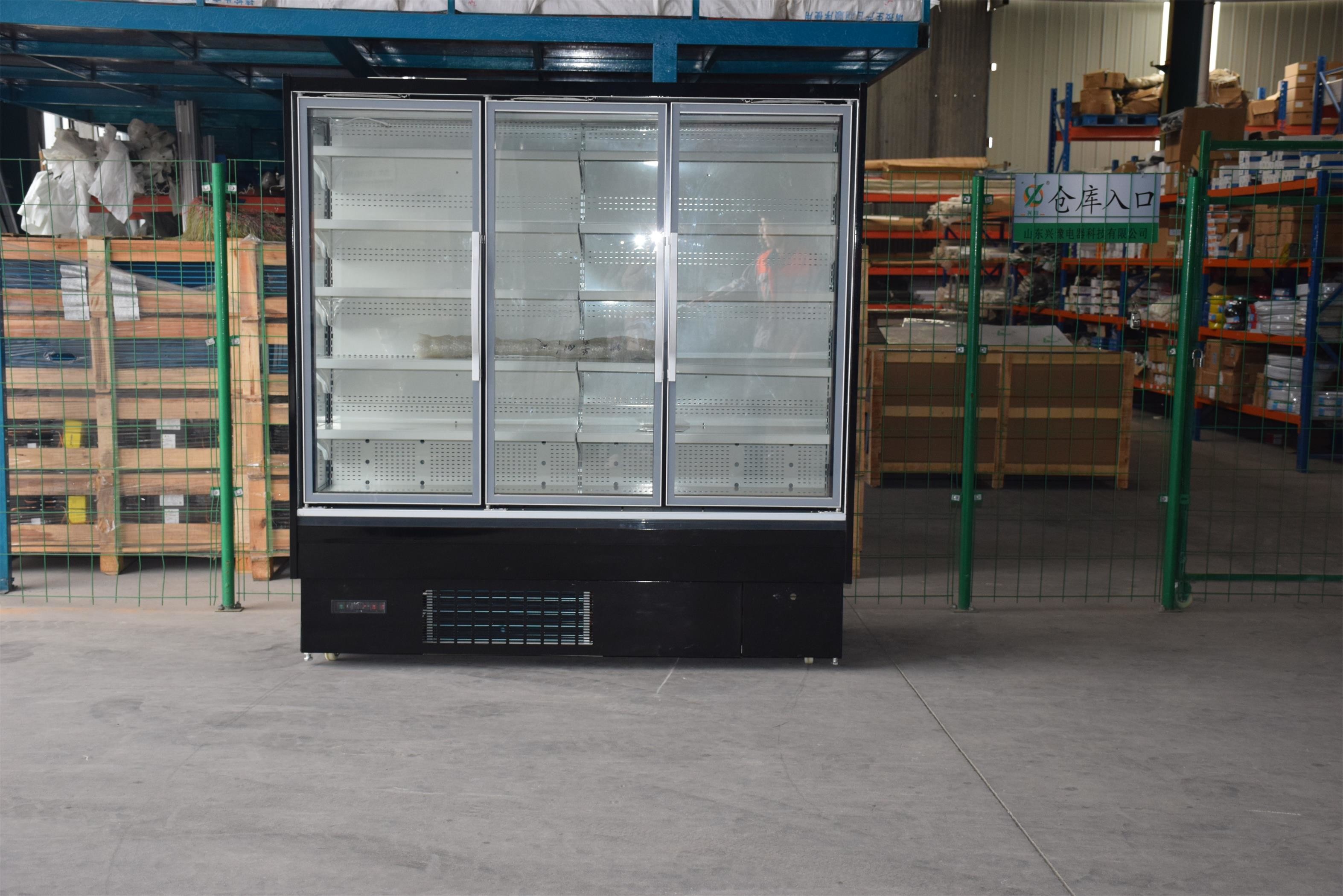Triple Double Glazed Glass Supermarket Chiller With Transparent Endpanel