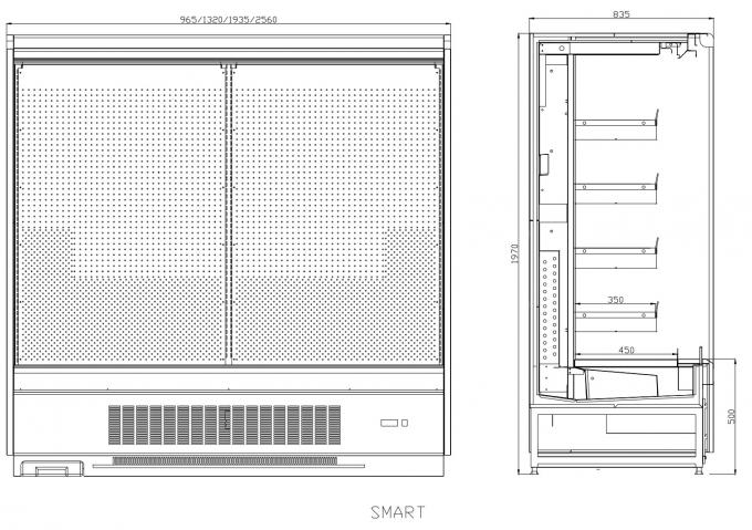 Slim Portable Vegetable Open Display Fridge For Retail Store Small Size